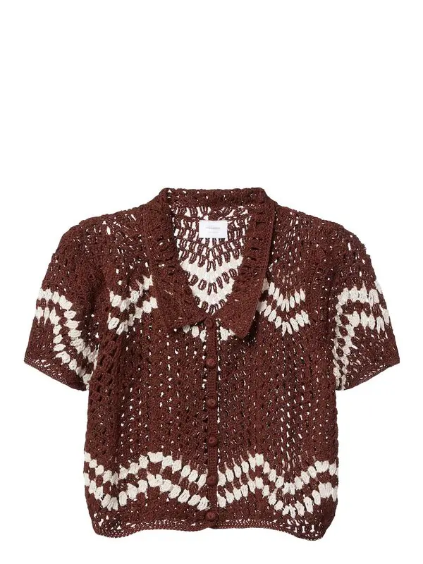 Anna Kosturova Crochet Cropped Cotton Top - Brown