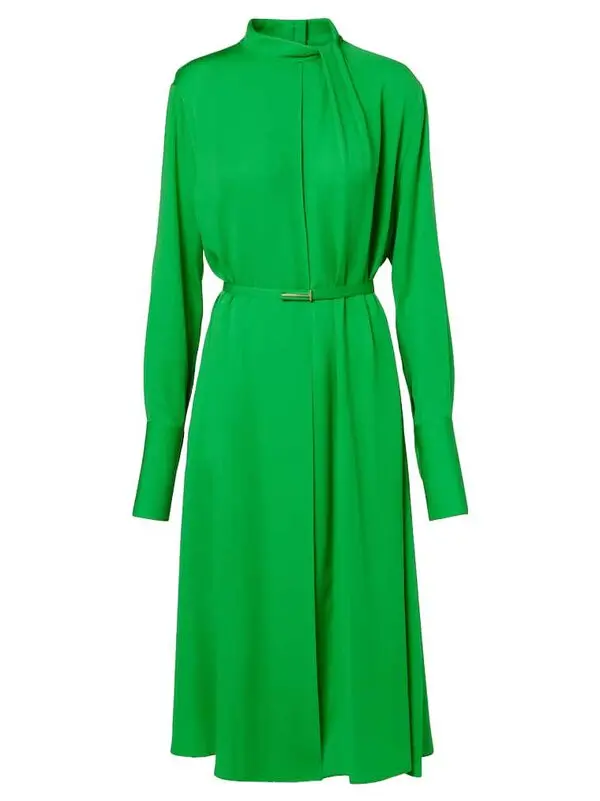 TOM FORD Belted Silk Midi Dress - Green