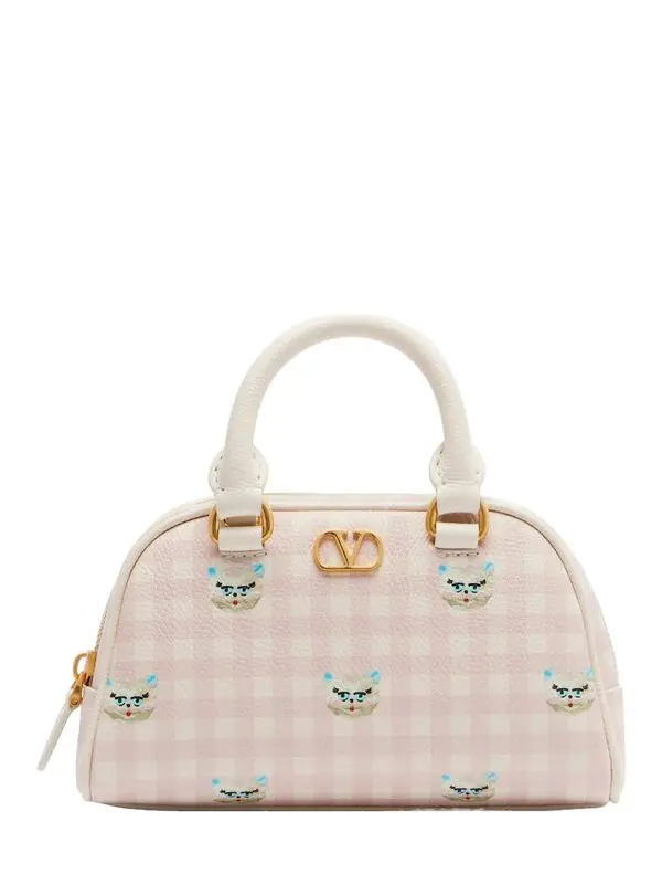 Valentino Garavani Gingham Leather Tote Bag - Pink