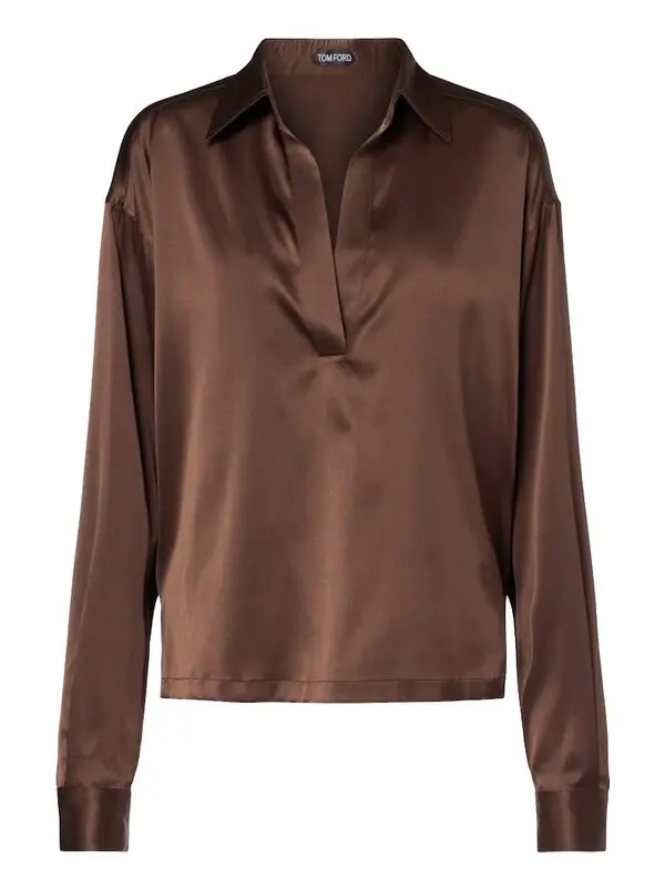 TOM FORD Silk-blend Top - Brown