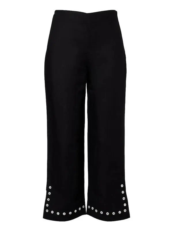 Staud Piha Linen-blend Flared Pants - Black