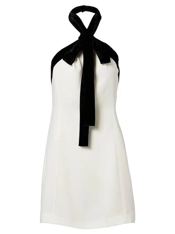 Simkhai Jolie Velvet-trimmed Crêpe Minidress - White
