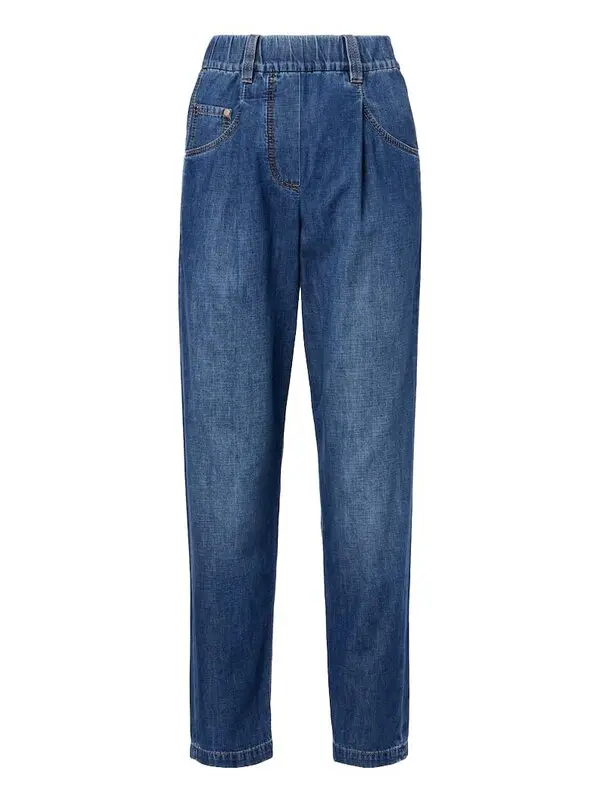 Brunello Cucinelli Pleated Tapered Jeans - Blue