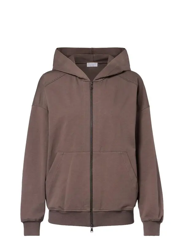 Brunello Cucinelli Monili Cotton Zip-up Hoodie - Brown