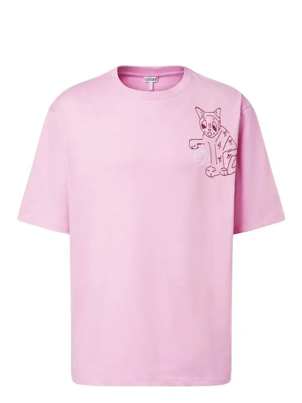 Loewe X Louis Wain Embroidered Cotton Jersey T-shirt - Pink