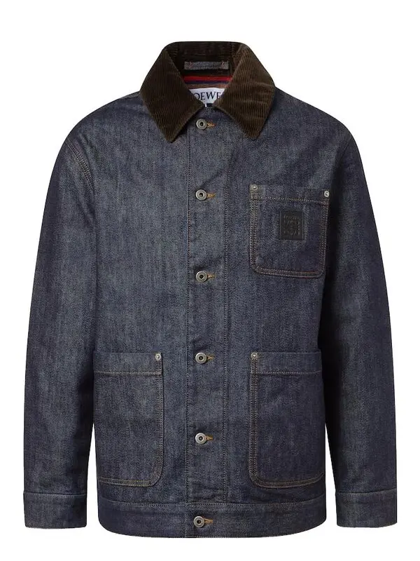 Loewe Corduroy-trimmed Denim Jacket - Blue