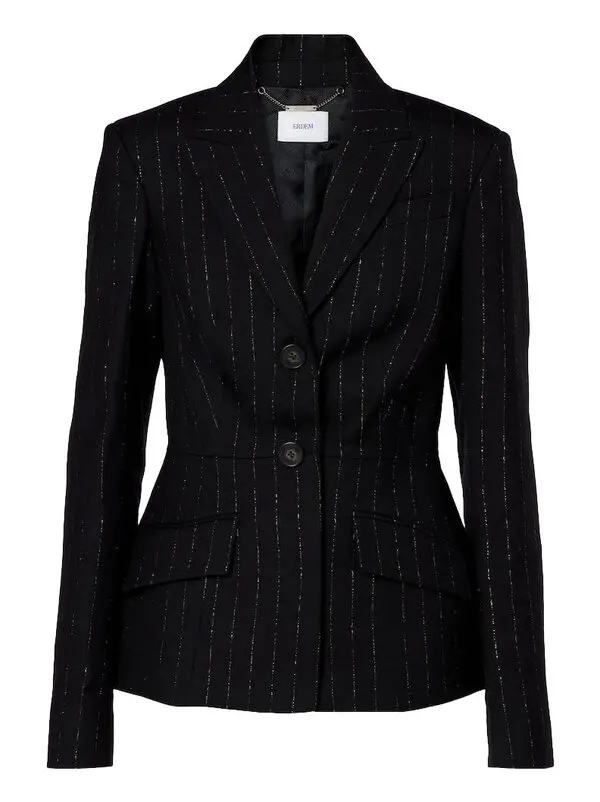 Erdem Pinstripe Wool Blazer - Black