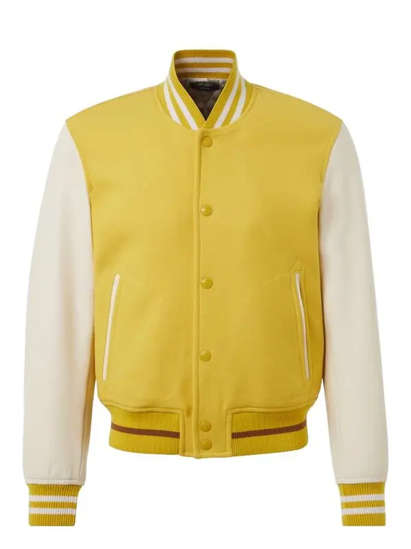 TOM FORD Wool And Leather Varsity Jacket - Yellow