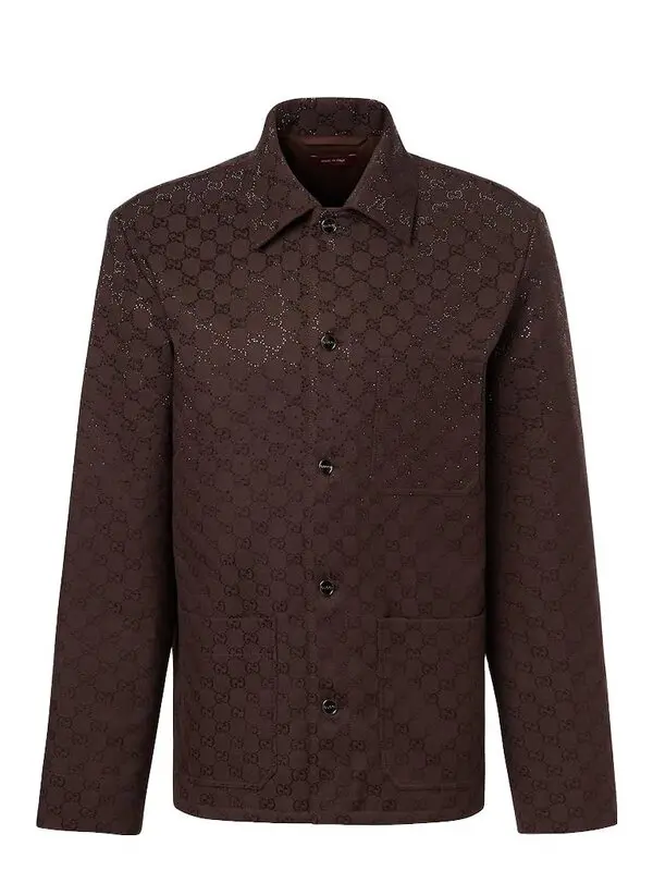 Gucci Gg Embellished Cotton-blend Blouson Jacket - Brown
