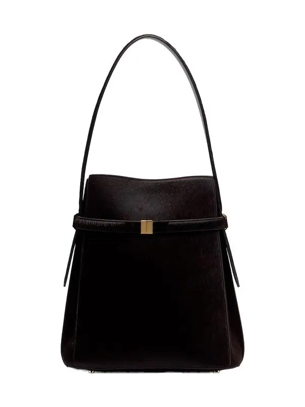 TOTEME Calf Hair Bucket Bag - Burgundy
