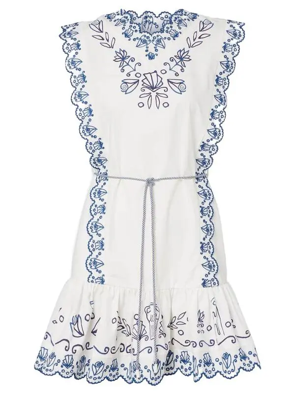 ALEMAIS Alémais Leela Embroidered Cotton Minidress - White