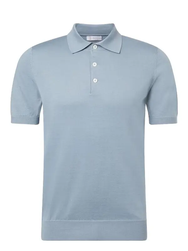 Brunello Cucinelli Cotton Piqué Polo Shirt - Blue