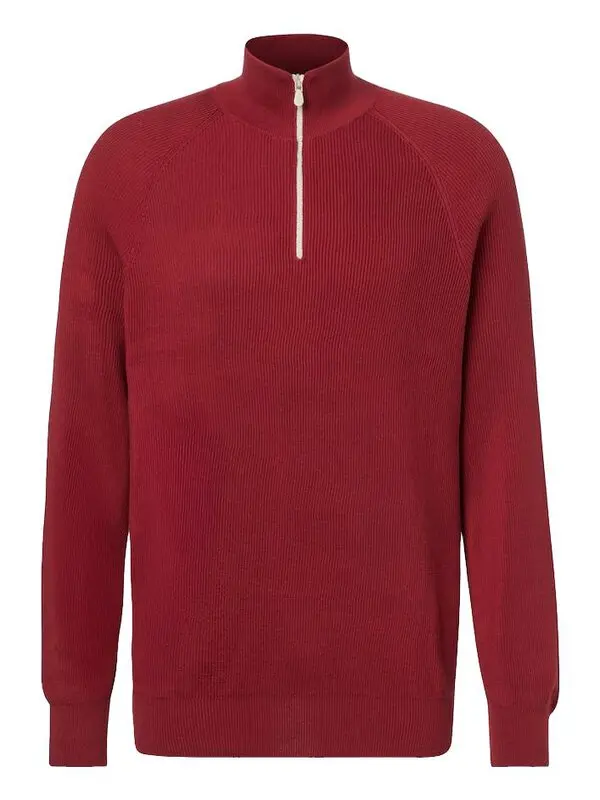 Brunello Cucinelli Ribbed-knit Cotton Sweater - Burgundy