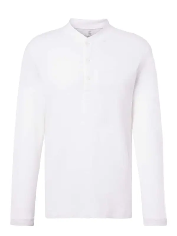 Brunello Cucinelli Cotton And Silk Henley Shirt - White