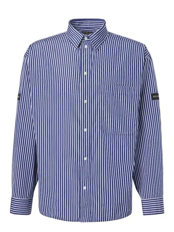Balenciaga Striped Cotton-blend Poplin Shirt - Blue