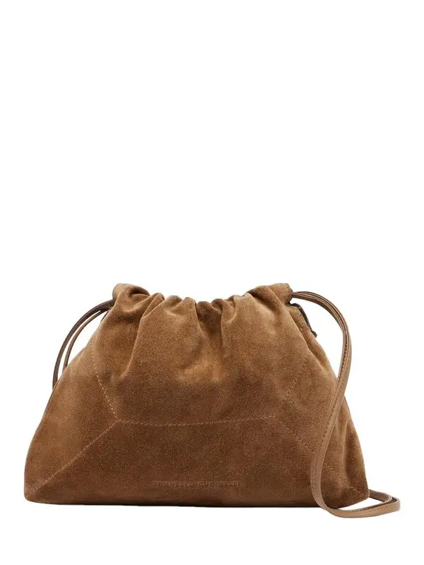 Brunello Cucinelli Suede Crossbody Bag - Beige