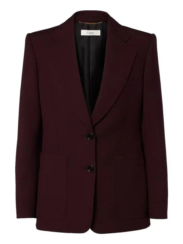 Chloé Wool Gabardine Blazer - Burgundy