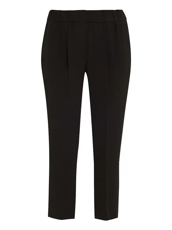 Brunello Cucinelli Crepe Cady Slim-leg Ankle Pull-on Pants - Black