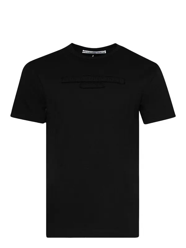 Alexander Wang Distressed Logo Short Sleeve Tee - Black