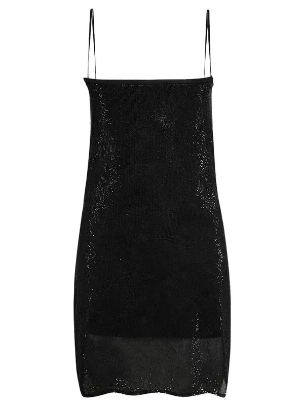 Alexander Wang Mini Slip Dress With Clear Bead Hotfix - Black