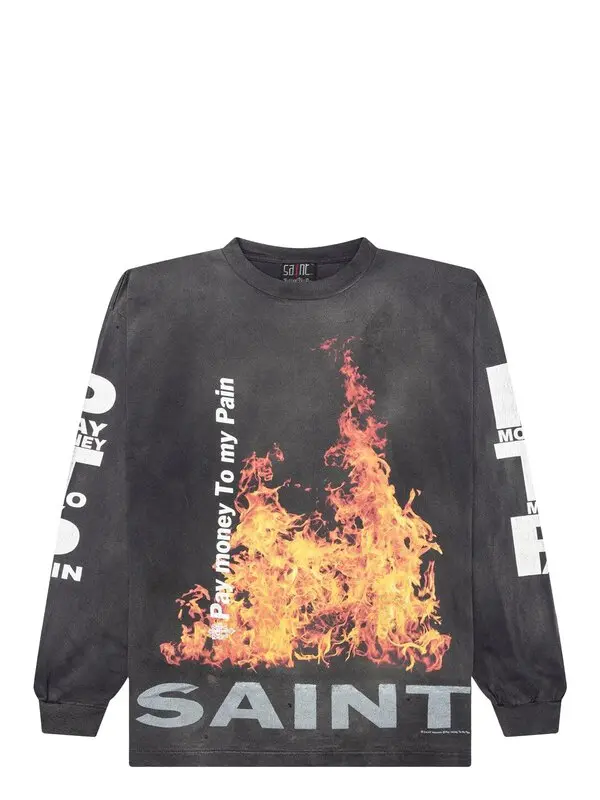 SAINT MXXXXXX X Pay Money To My Pain Long-sleeve Tee - Black