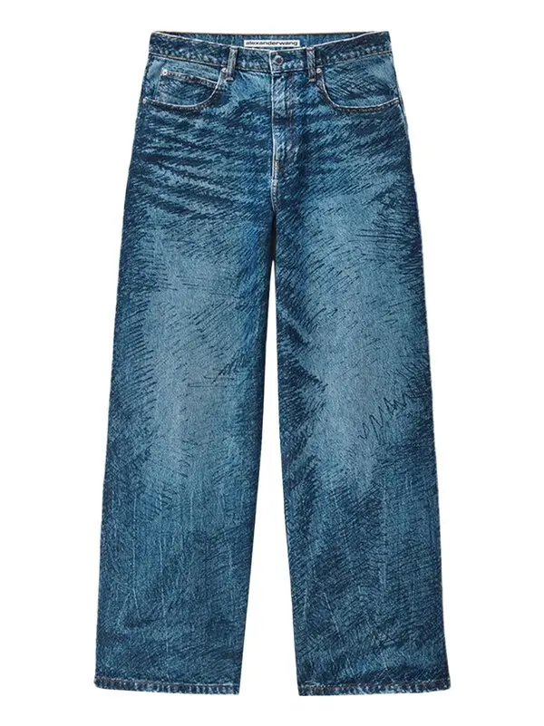 Alexander Wang Relaxed Fit Jean With Graffiti Print - Blue