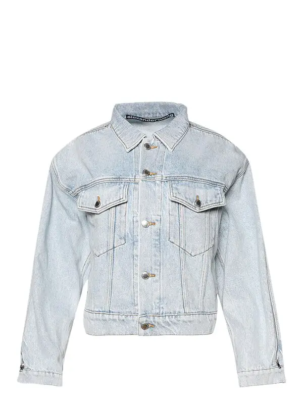 Alexander Wang Zipped Sleeve Rounded Trucker Jacket - Blue