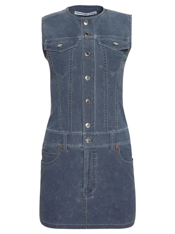 Alexander Wang Trompe Loeil Denim Fitted Mini Dress - Blue