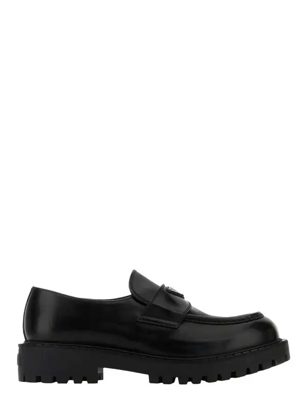 Prada Logo Plaque Slip-on Loafer - Black
