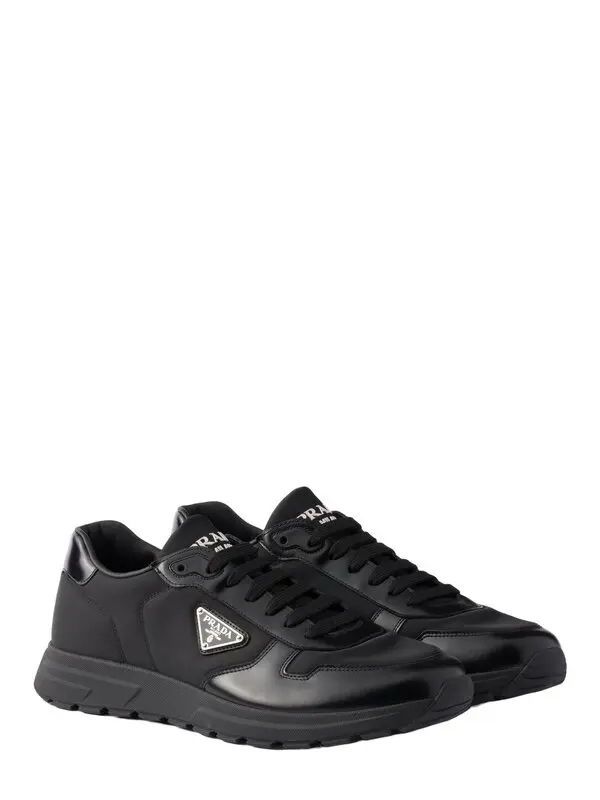 Prada Prax 01 Re-nylon And Brushed Leather Sneakers - Black