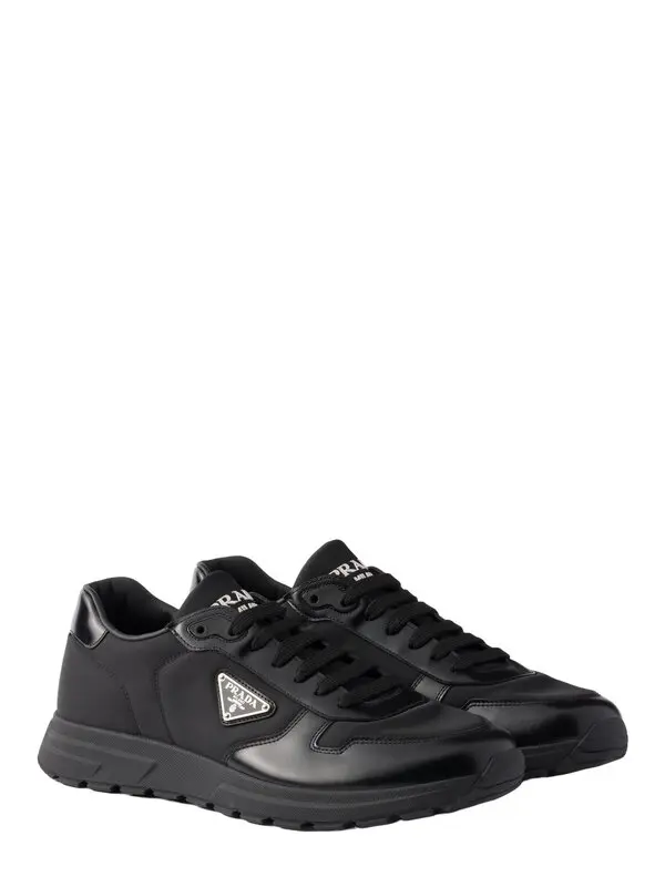 Prada Prax 01 Re-nylon And Brushed Leather Sneakers - Black