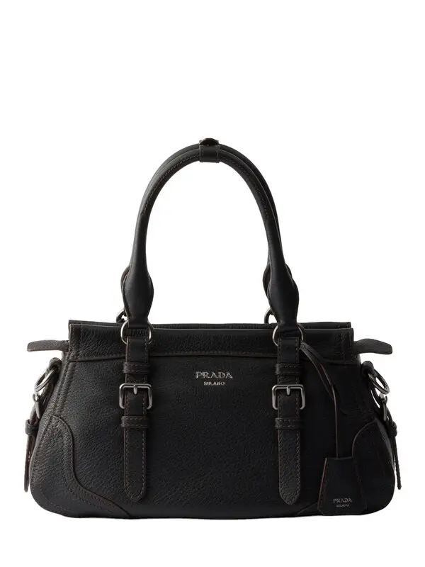 Prada Large Leather Tote Bag - Black