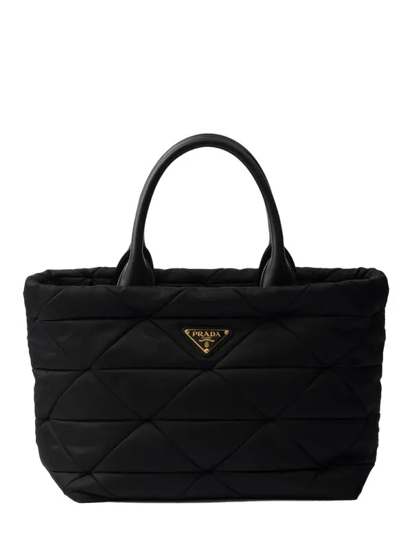 Prada Medium Padded Re-nylon And Leather Tote Bag - Black