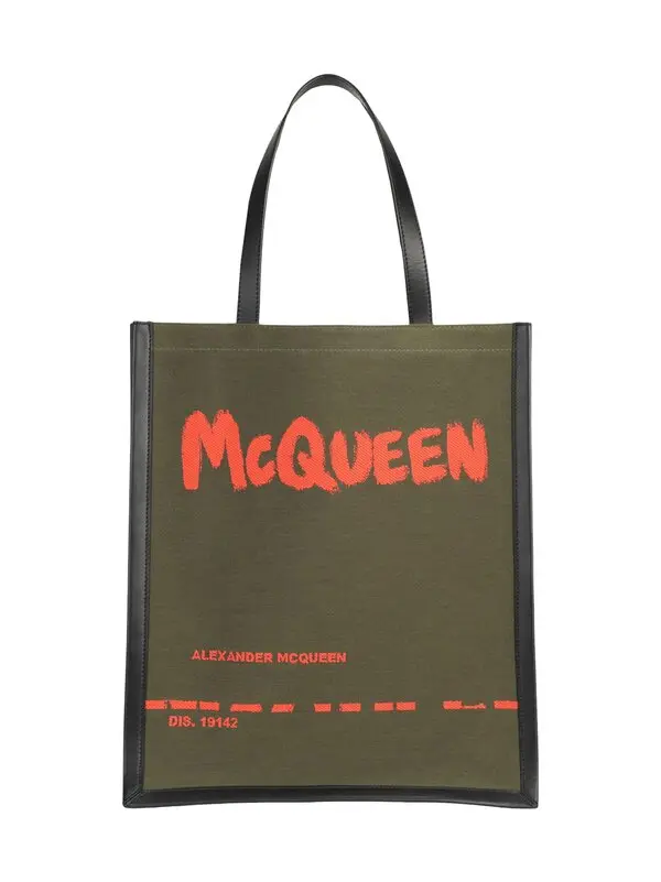 Alexander McQueen Graffiti Logo Tote Bag - Green