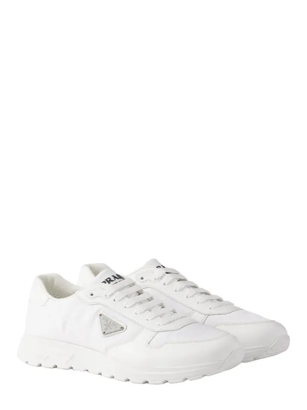 Prada Prax 01 Re-nylon And Brushed Leather Sneakers - White