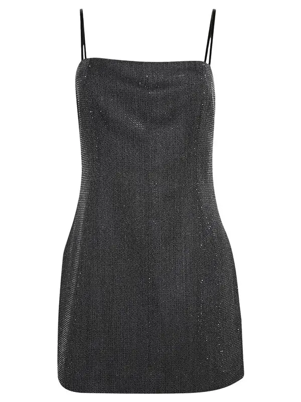 Alexander Wang Square Neck Mini Dress With Hotfix Detail - Grey