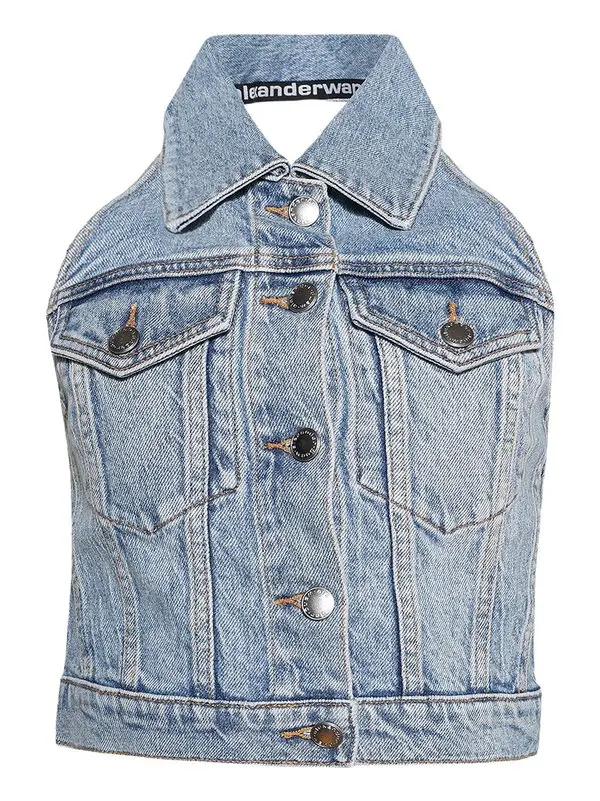 Alexander Wang Stretch Denim Halter Top - Blue
