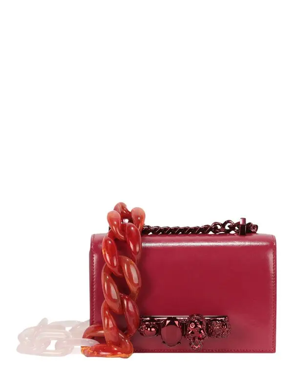 Alexander McQueen Mini Jeweled Knuckle Shoulder Bag - Red