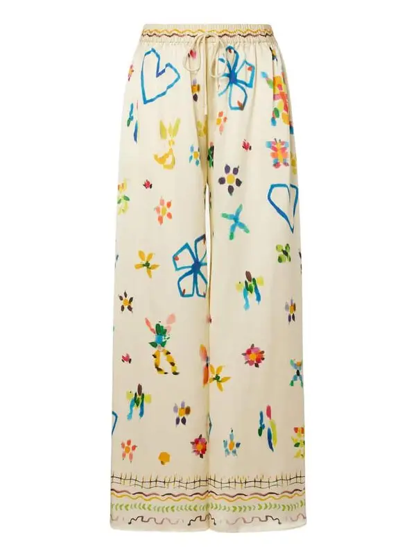 ALEMAIS Sidi Floral Silk Palazzo Pants - Multicoloured