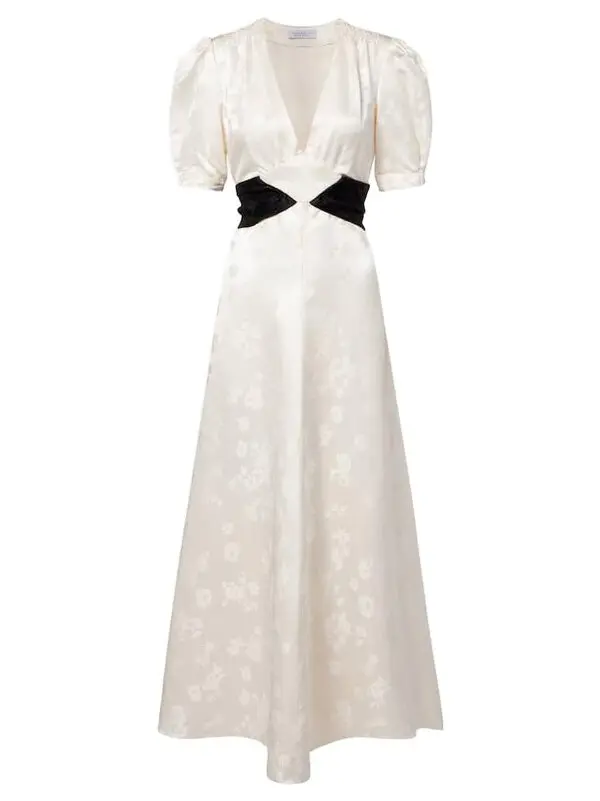 Gabriela Hearst Larkin Floral Silk Midi Dress - White