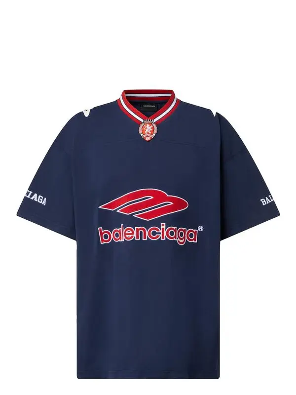 Balenciaga Oversized Cotton Jersey T-shirt - Blue