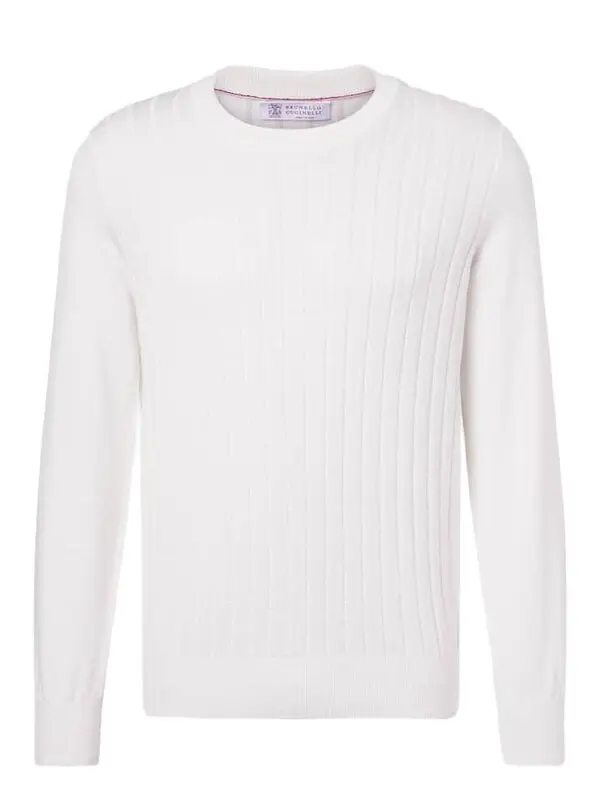 Brunello Cucinelli Ribbed-knit Cotton Sweater - White