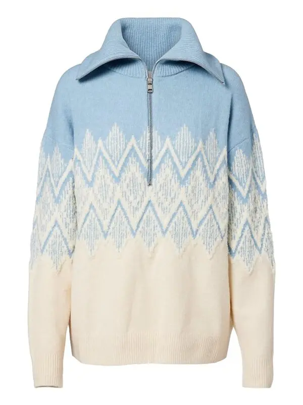 Varley Hedda Jacquard Half-zip Sweater - Blue
