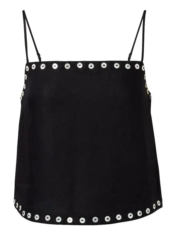 Staud Kirra Linen-blend Tank Top - Black