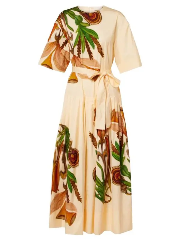 Ulla Johnson Aniline Printed Cotton Midi Dress - Orange