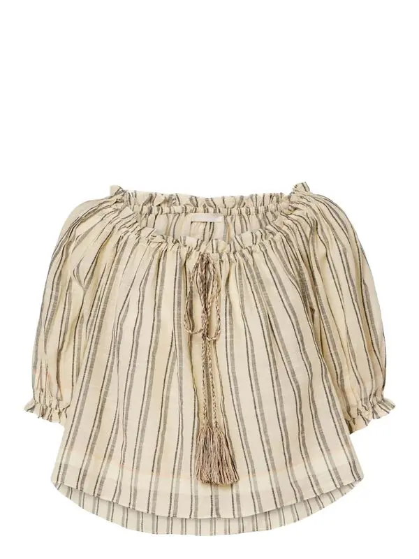 Ulla Johnson Paros Striped Cropped Cotton Top - White