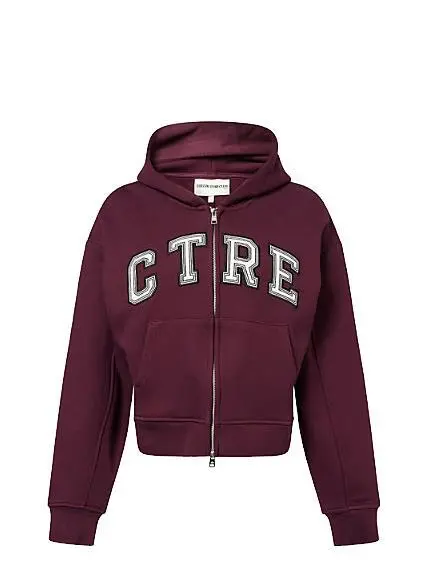 THE COUTURE CLUB Logo-patch Zip-up Cotton Hoody - Plum