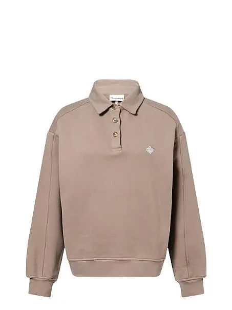 THE COUTURE CLUB Emblem-embroidered Rugby Polo Sweatshirt - Chocolate