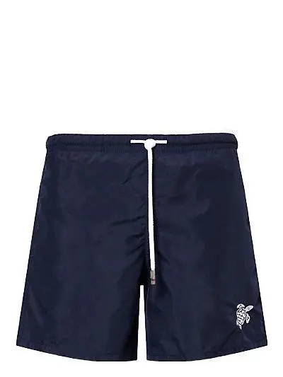 Vilebrequin Embroidered-logo Swim Shorts - Marine / Blanc