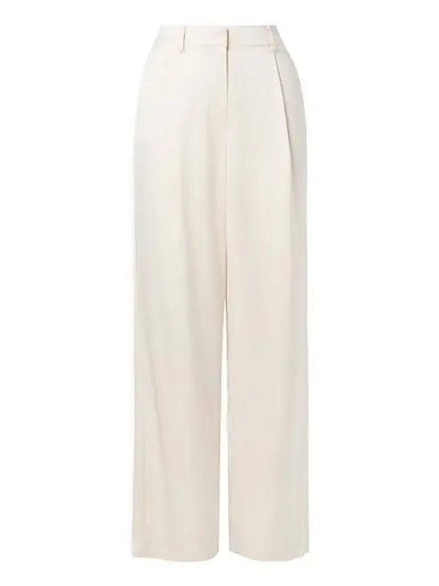MALINA Sarah Wide-leg Satin Trousers - Vanilla